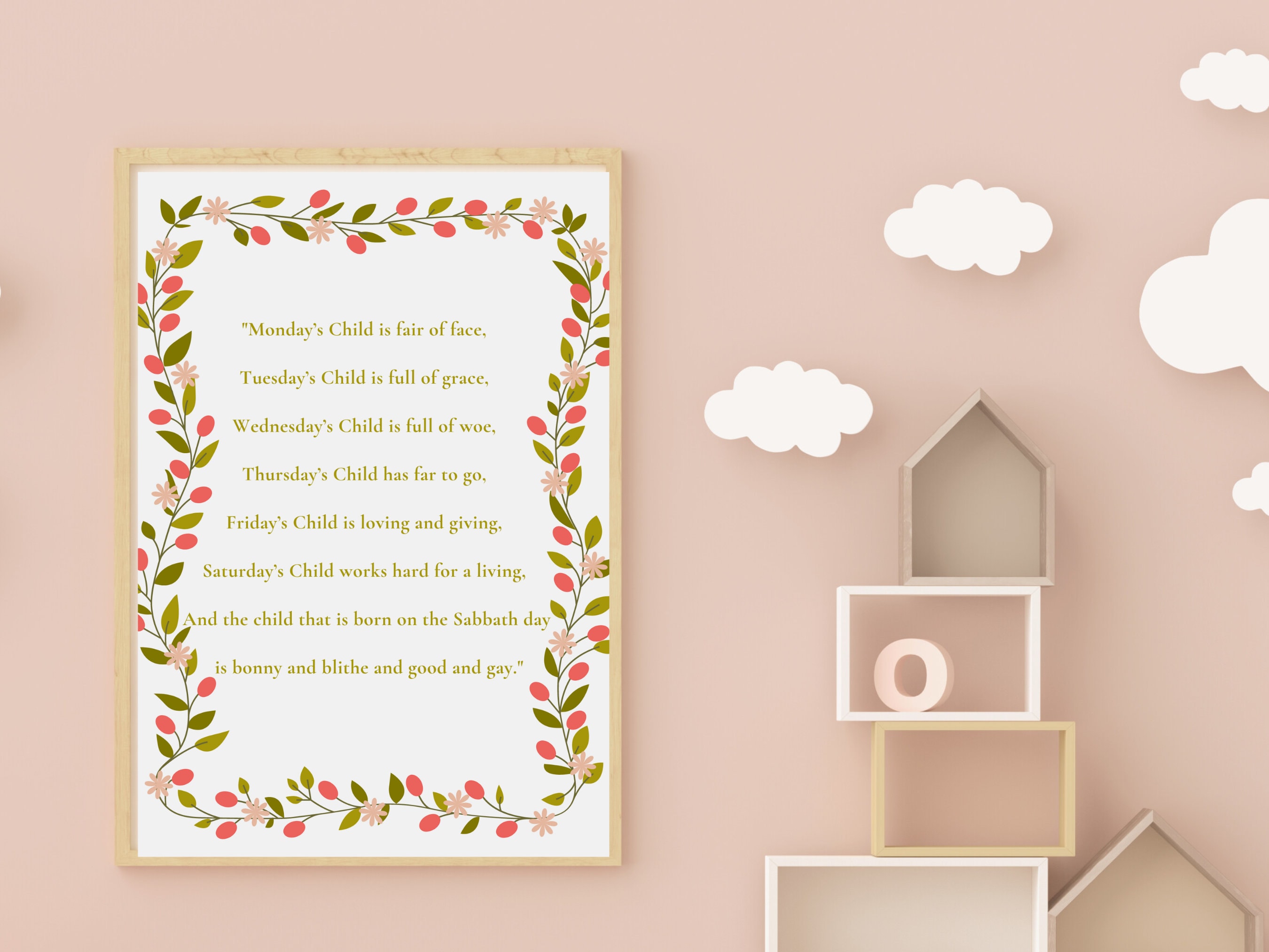 Original MONDAY’S CHILD Nursery Rhyme Printable, Nursery Wall Art, New ...