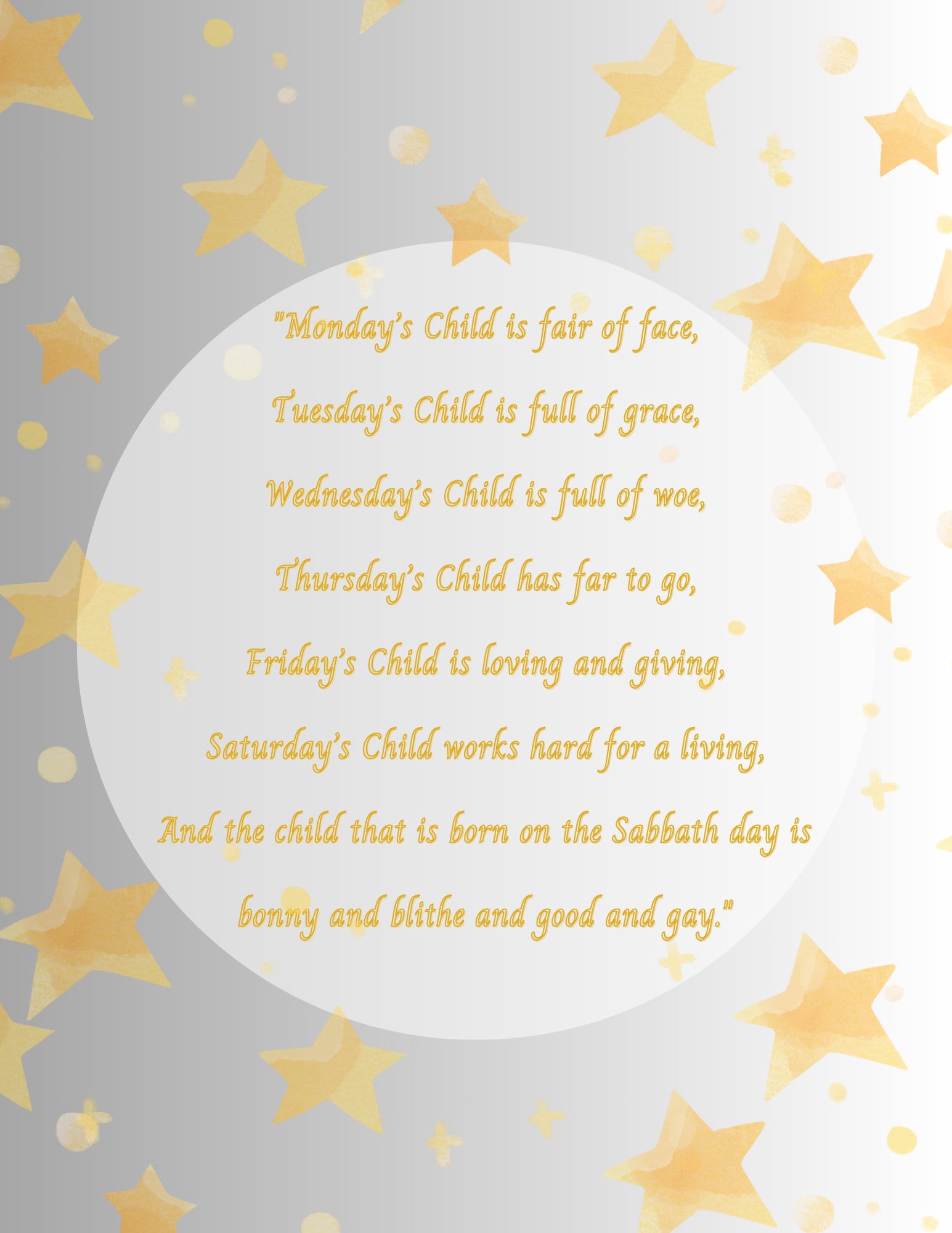 Original MONDAY'S CHILD Nursery Rhyme and FREE Bonus Modern Rhyme, Two ...