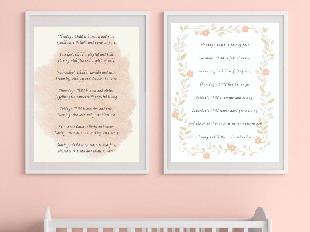 NURSERY RHYME Wall Art Printable Set, Baby Astrology Gift, Classic and ...
