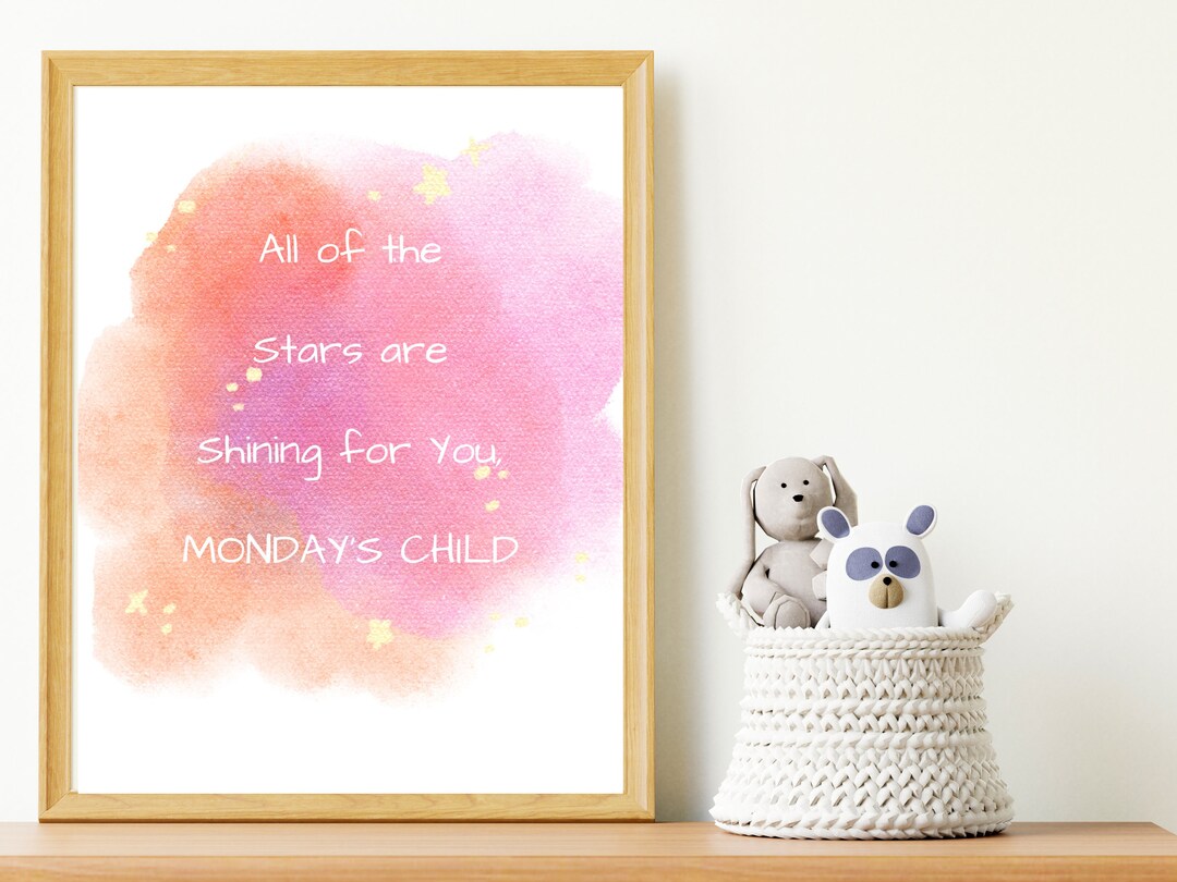 The Stars Shine for a MONDAY’S CHILD! Printable Gallery Wall Art Set ...
