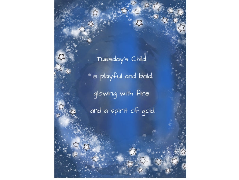 TUESDAY'S CHILD Rhyme: Nursery Décor Featuring the Verse for Children ...