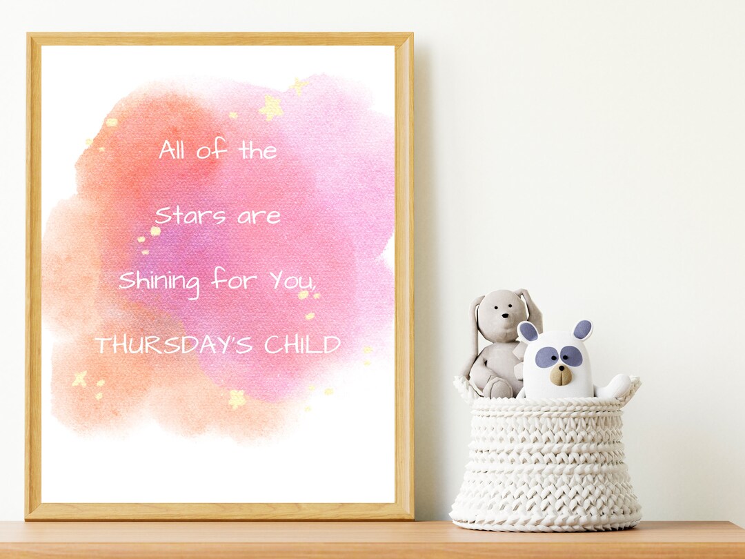 The Stars Shine for THURSDAY’S CHILD! Printable Gallery Wall Art Set ...