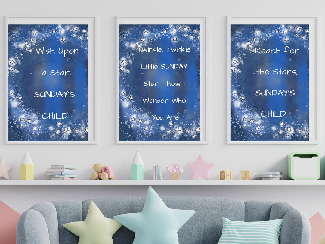 SUNDAY’S CHILD Starry Night Nursery Rhymes, Gallery Wall Art Printables ...
