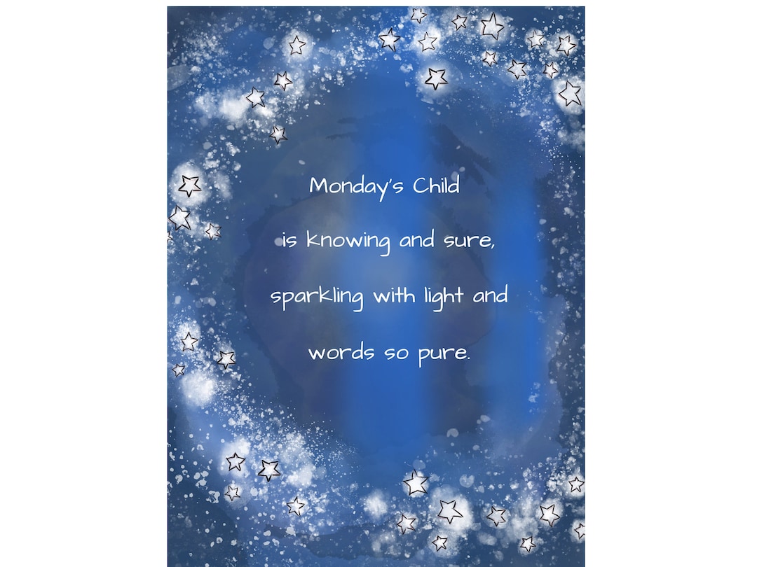 MONDAY'S CHILD Rhyme: Nursery Décor Featuring the Verse for Children ...