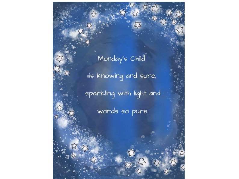 MONDAY'S CHILD Rhyme: Nursery Décor Featuring the Verse for Children ...