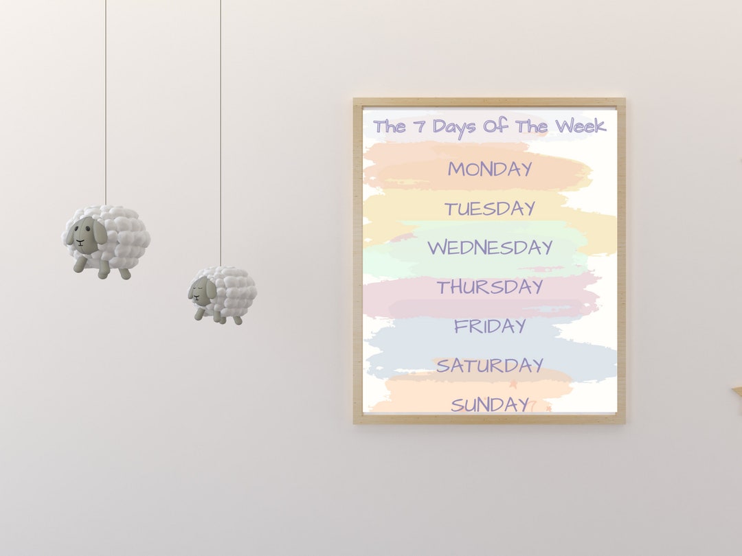 DAYS of the Week Printable Wall Art, Perfect for Playroom, Classroom ...