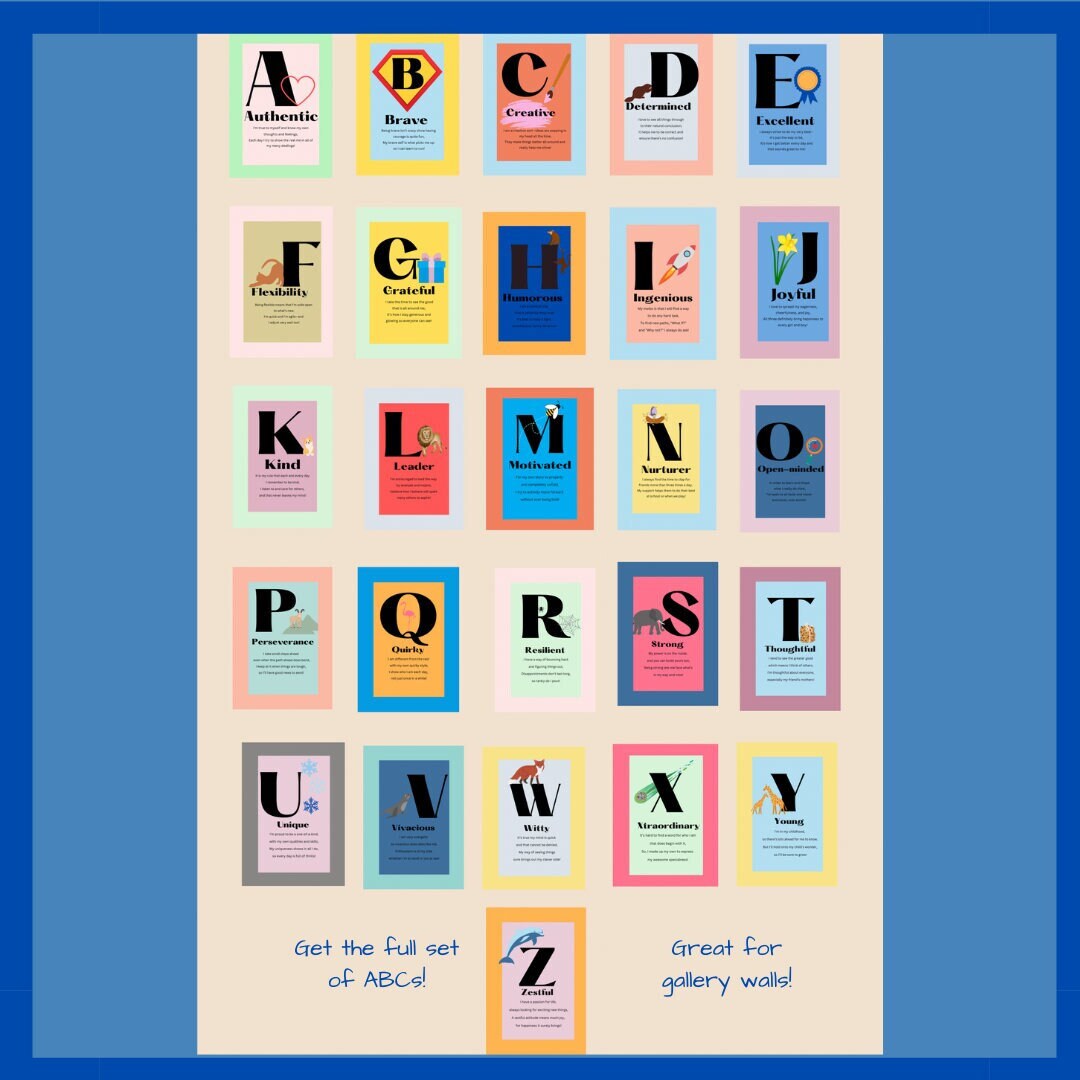 Self-awareness ABC'S Printable Poster, Child's Room Art, Nursery Decor ...