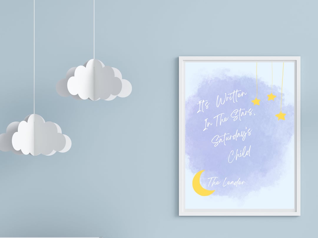 SATURDAY'S CHILD Personality Archetype, Printable Baby Astrology Wall ...