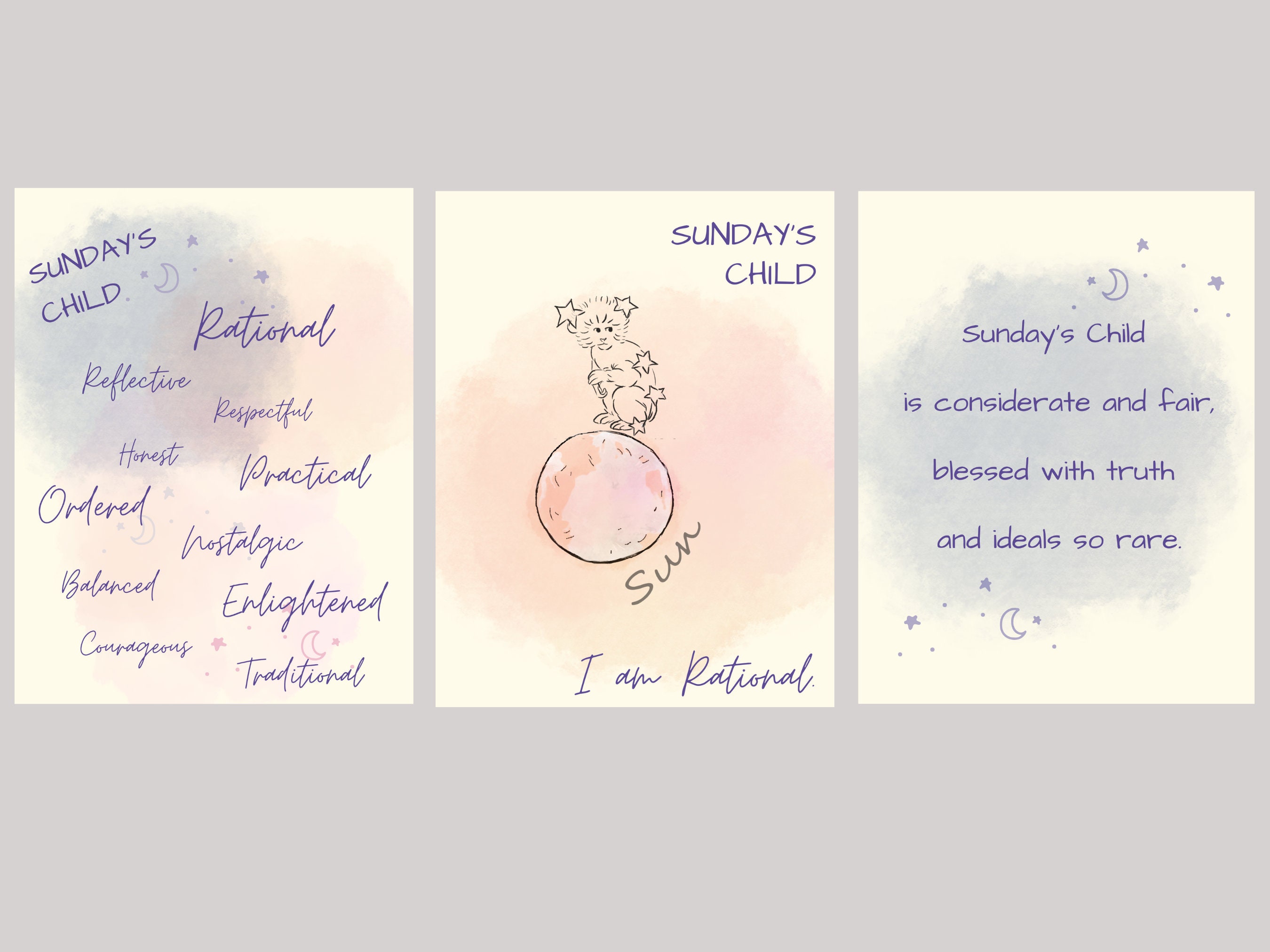 SUNDAY GALLERY WALL Printable Set, Gender Neutral Nursery Décor, Baby ...