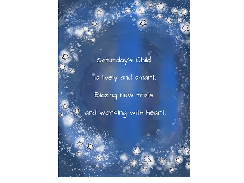 SATURDAY'S CHILD Rhyme: Nursery Décor Featuring the Verse for Children ...