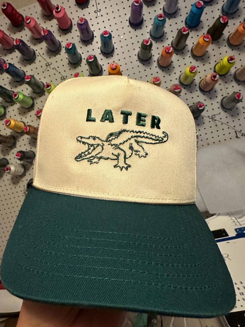 Embroidered Alligator Trucker Hat, "later Gator" Funny Trucker Cap, Two ...