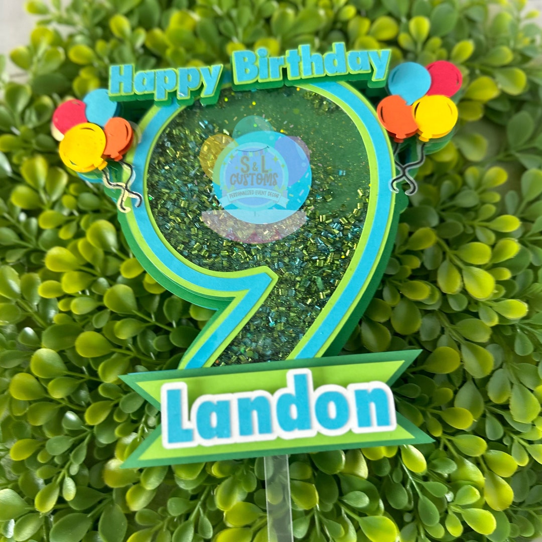 Shaker Birthday Cake Topper With Number - Personalized With Any Name or ...