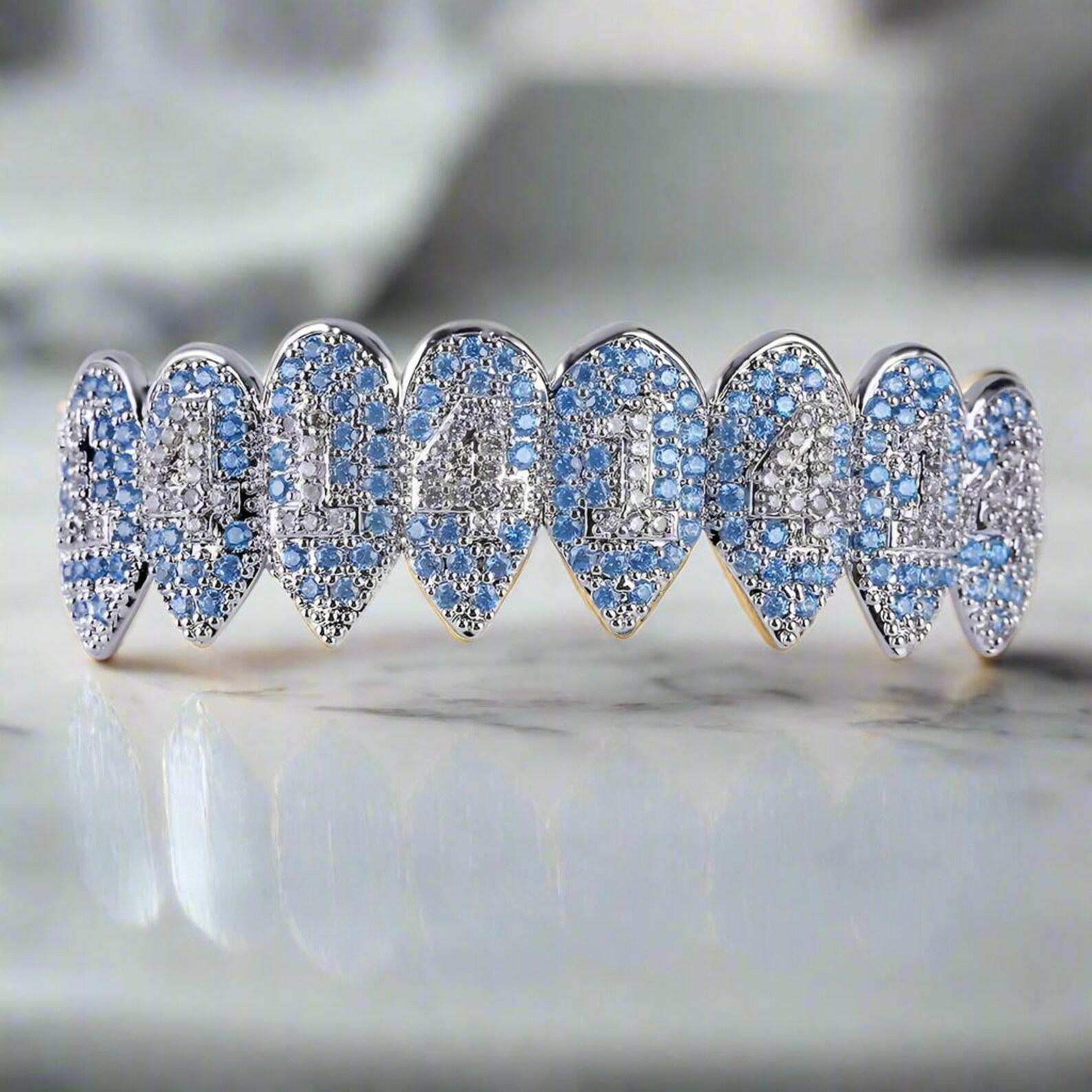 Diamond Shark Teeth Grillz, Shark Grillz, Silver Grillz, #14 Grillz ...