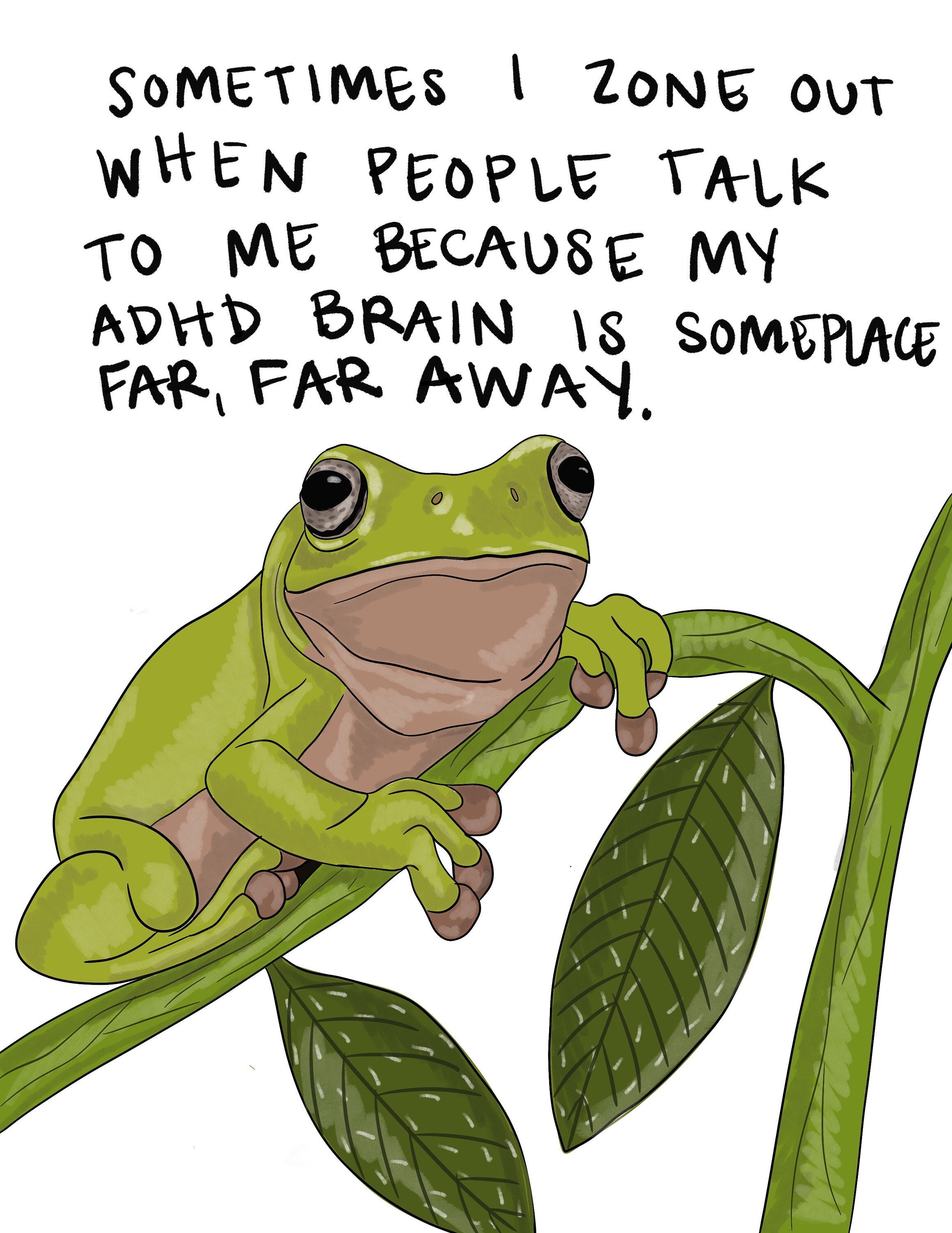 ADHD Art, Frog Art, Funny Animal Illustration - Etsy