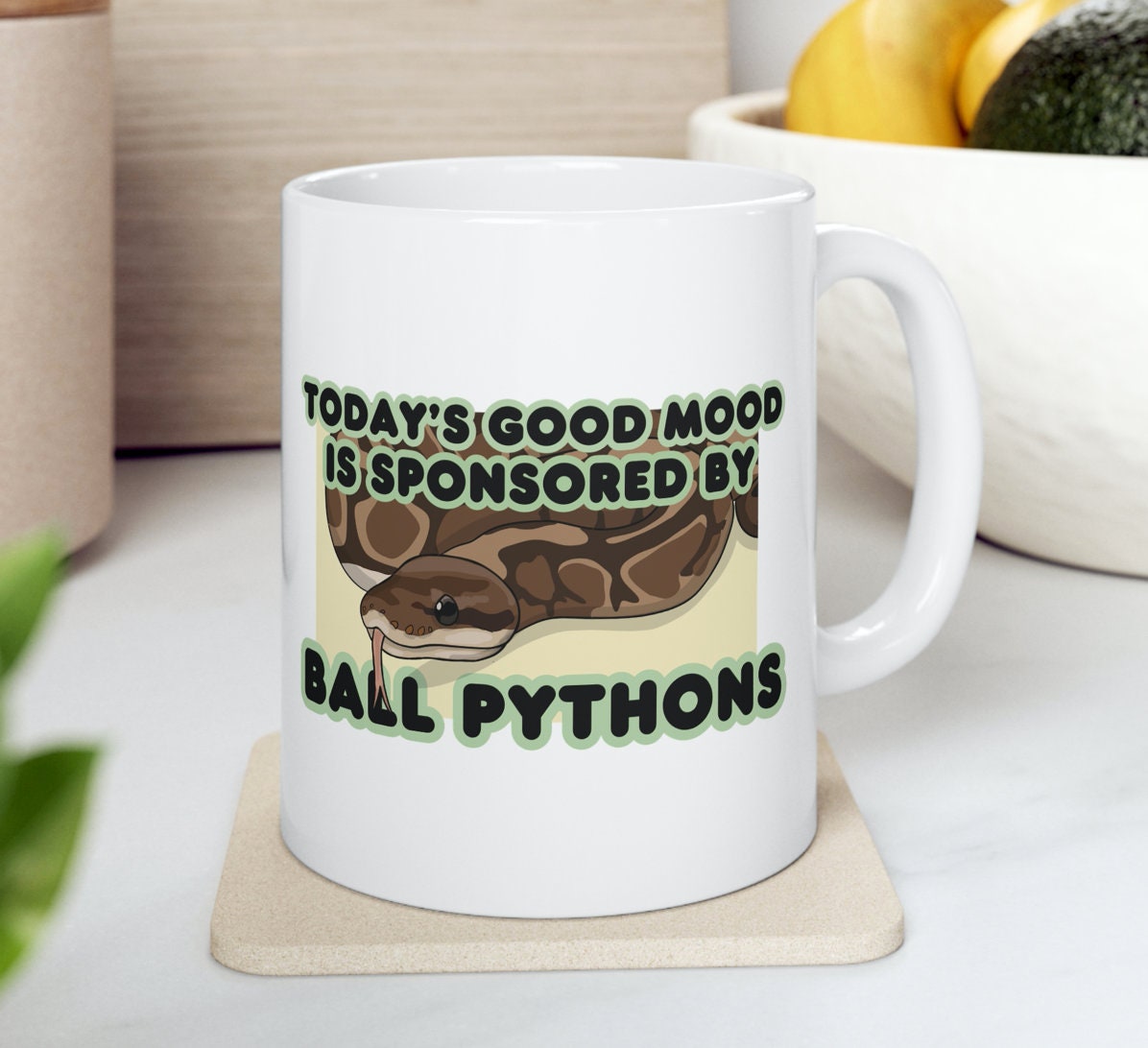 Ball Python Coffee Mug, Ball Python Gift, Snake Art, Good Mood ...
