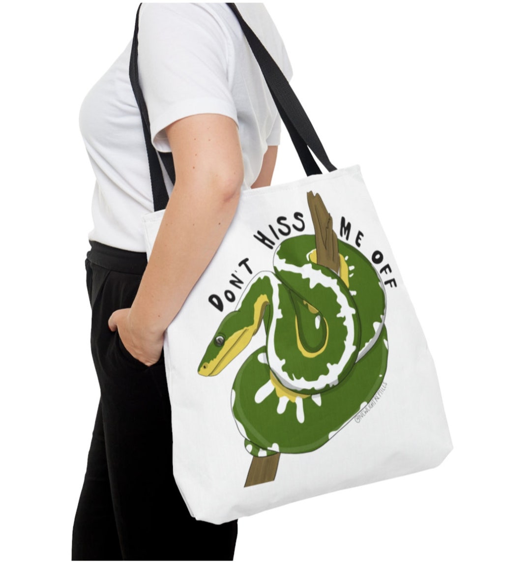 Snake Tote Bag, Punny Gift, Emerald Tree Boa, Cute Snake Bag - Etsy