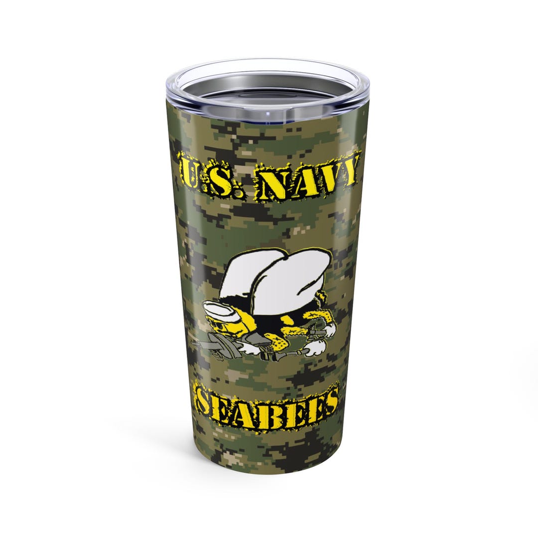 US Navy Seabees Camouflage Navy Tumbler | 20oz Military Travel Mug, Outdoor Adventure Cup, Gifts ...