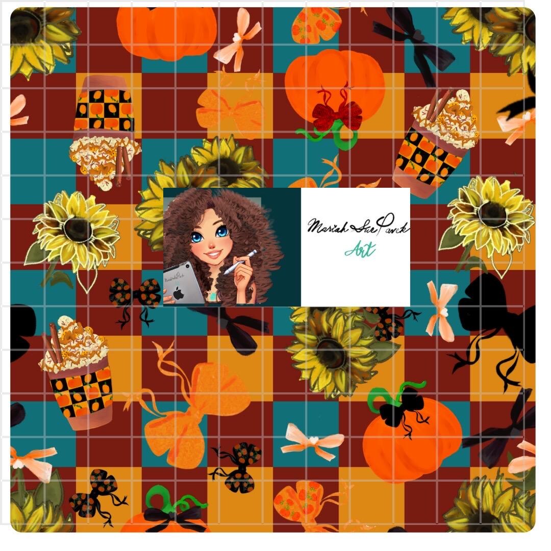 Coquette Fall Checkered Theme , Hand Drawn Design, Unique Art, High ...