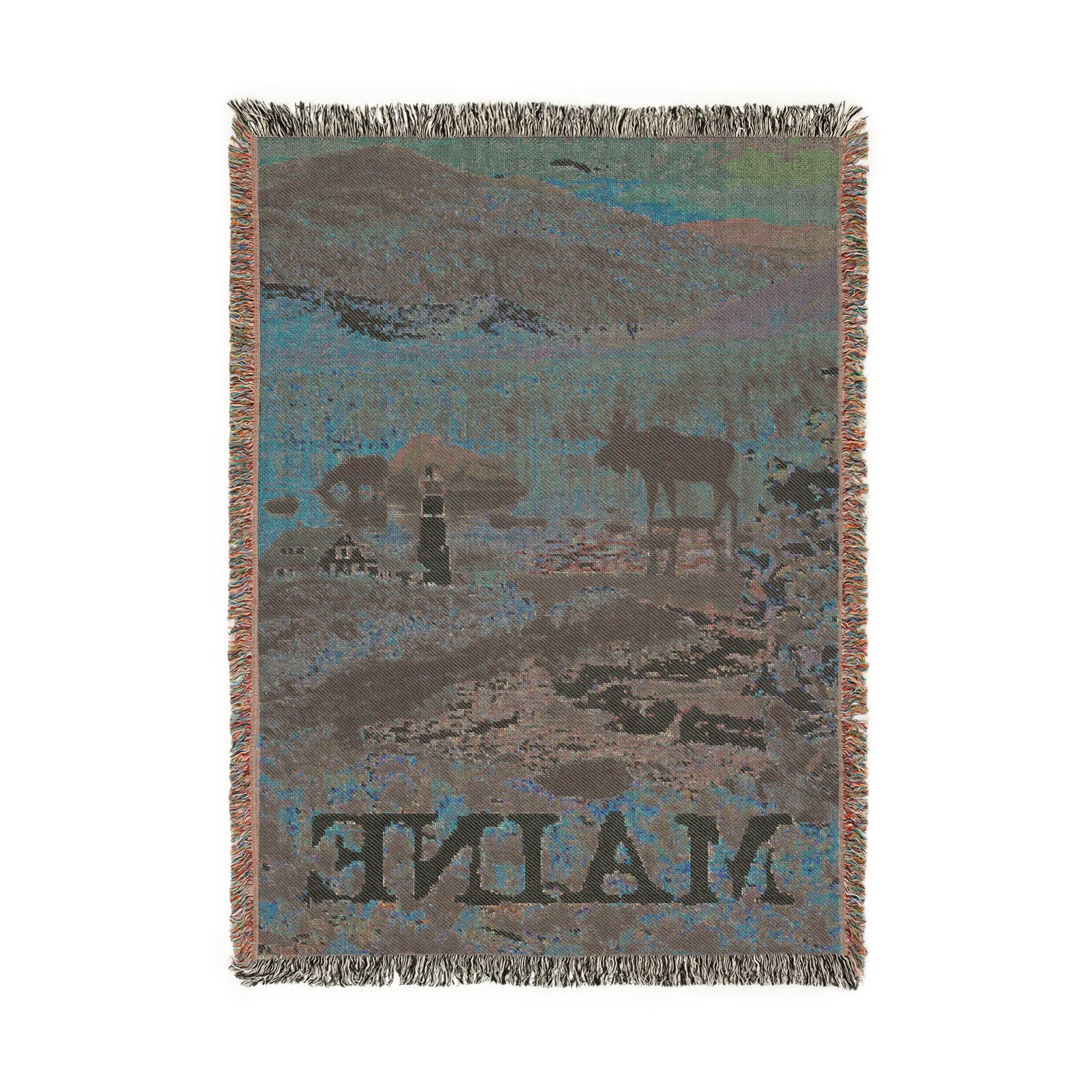 Cozy Maine State Symbols Throw Blanket - 52x37 Inch Scenic Moose ...