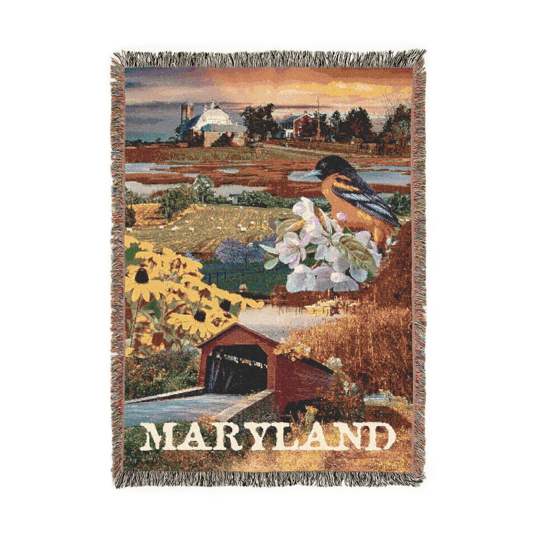 Cozy Maryland State Symbols Throw Blanket - 52x37 Inch Scenic Baltimore ...