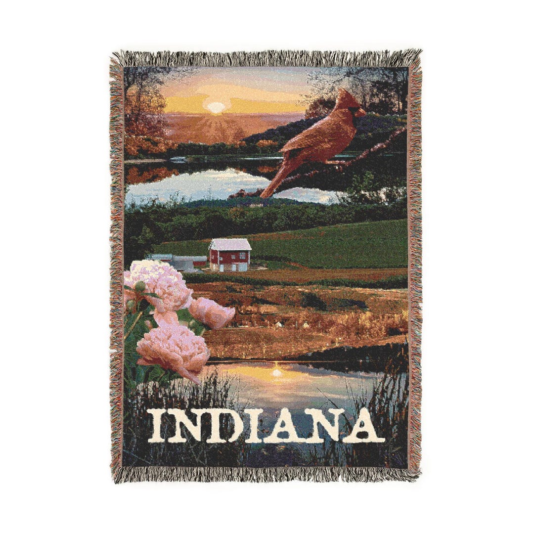 Cozy Indiana State Symbols Throw Blanket - 52x37 Inch Scenic Cardinal ...