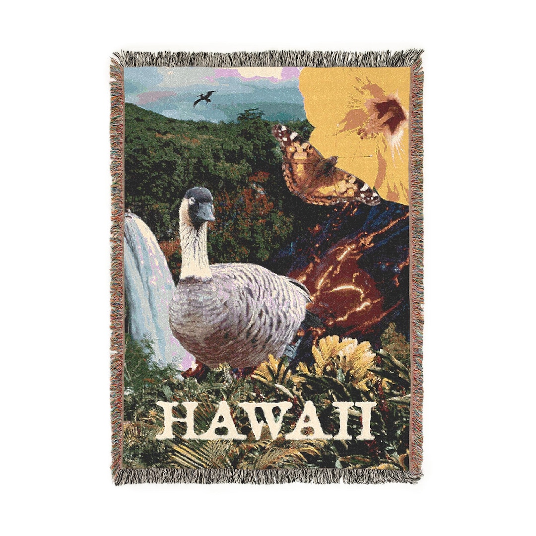 Cozy Hawaii State Symbols Throw Blanket - 52x37 Inch Scenic Nene Goose ...