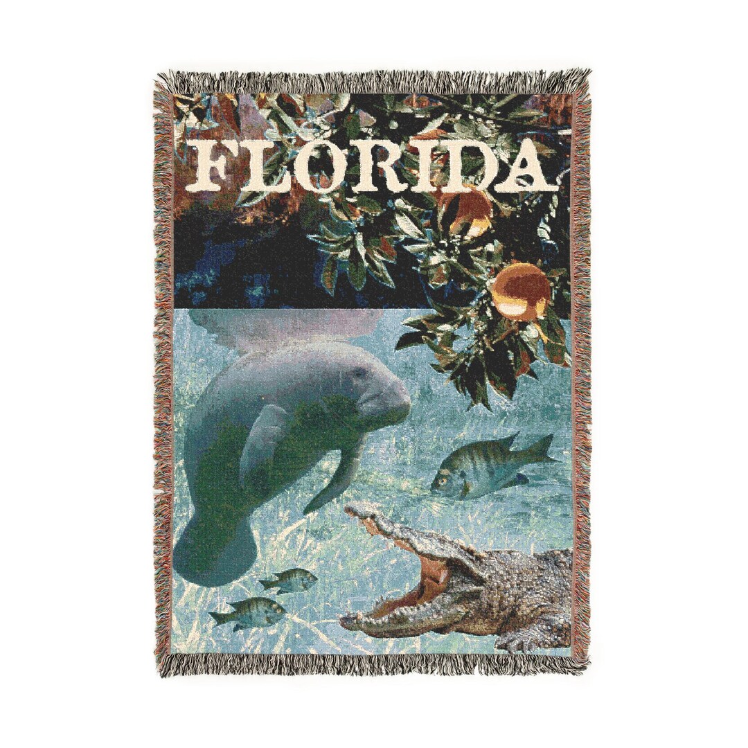 Cozy Florida State Symbols Throw Blanket - 52x37 Inch Tropical Beach ...