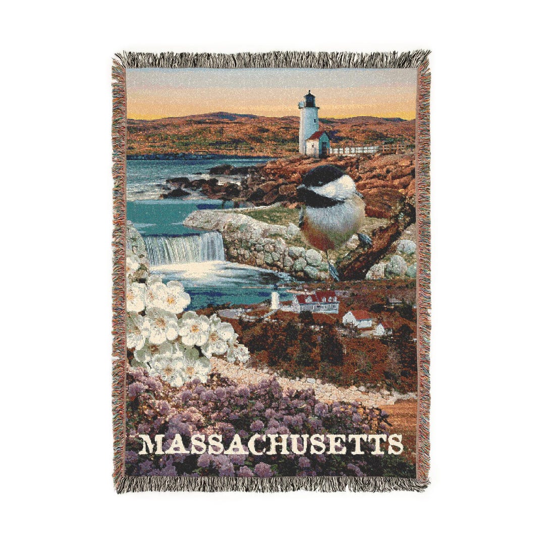 Cozy Massachusetts State Symbols Throw Blanket - 52x37 Inch Scenic ...