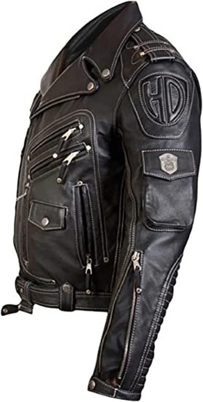 Mens Cowhide Heavy Weight Genuine Top Grain Biker Leather Jacket, HD ...