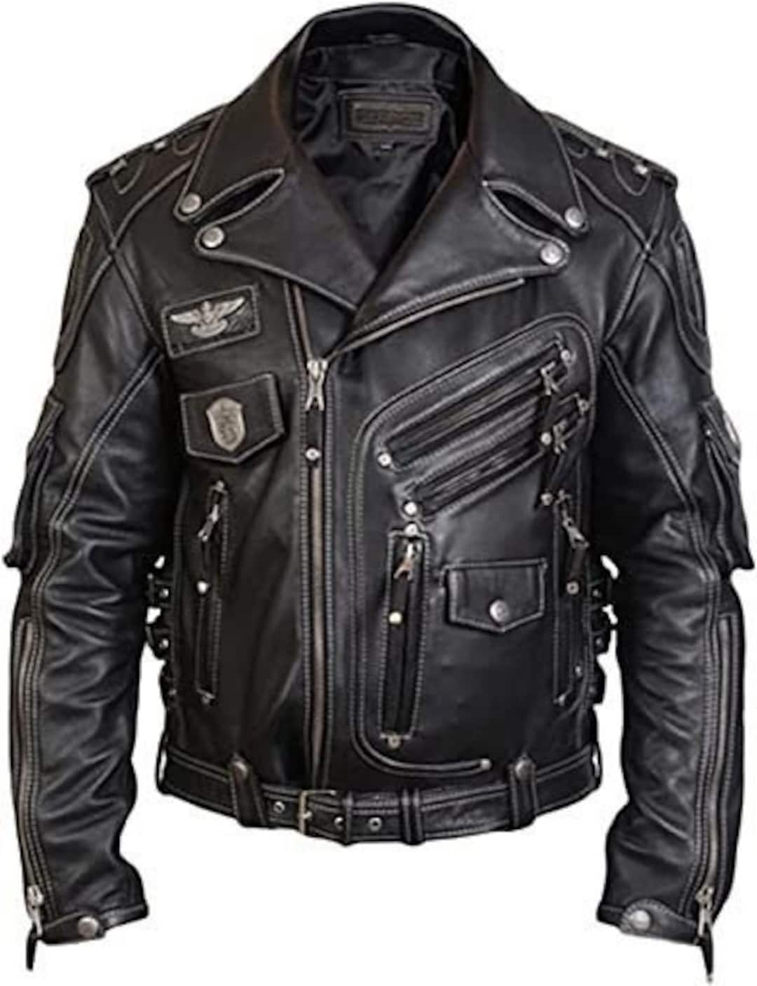 Mens Cowhide Heavy Weight Genuine Top Grain Biker Leather Jacket, HD ...