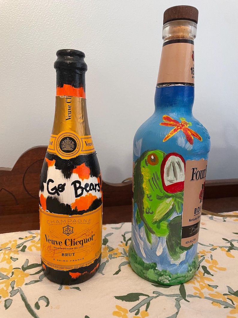 Custom Hand Painted Champagne/liquor Bottles - Etsy