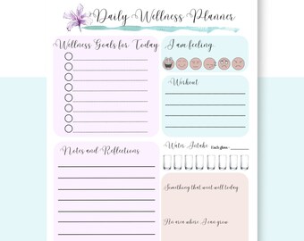 Daily Planner Pink Wellness Planner Organiser Help Sheet Printable ...