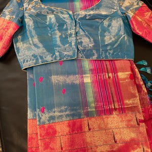 Handloom Blue Paithani Tissue Saree With Maggam Work Blouse - Etsy