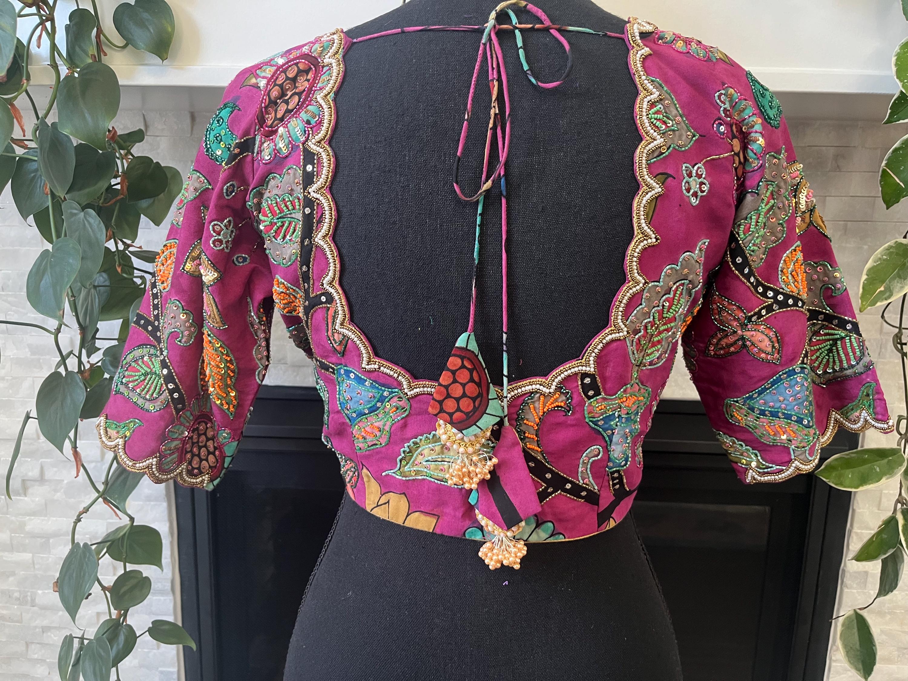 Handloom Chanderi Tissue Saree With Pure Penkalamkari Maggam Work ...