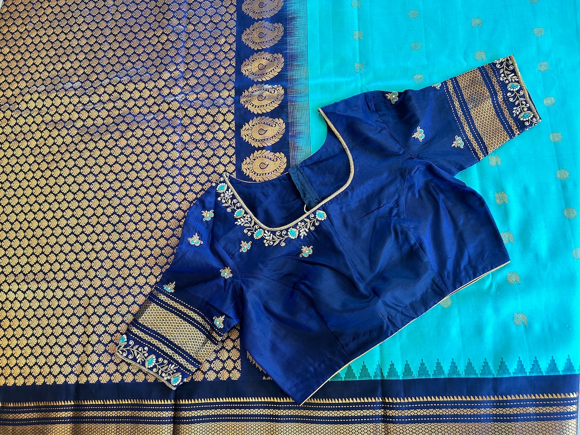 Pure Handloom Gadwal Pattu Saree With Maggam Work Blouse - Etsy