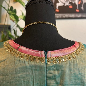 Pure Handloom Chanderi Tissue Long Frock, Handloom Single Munia Paithani Border for Neck and ...