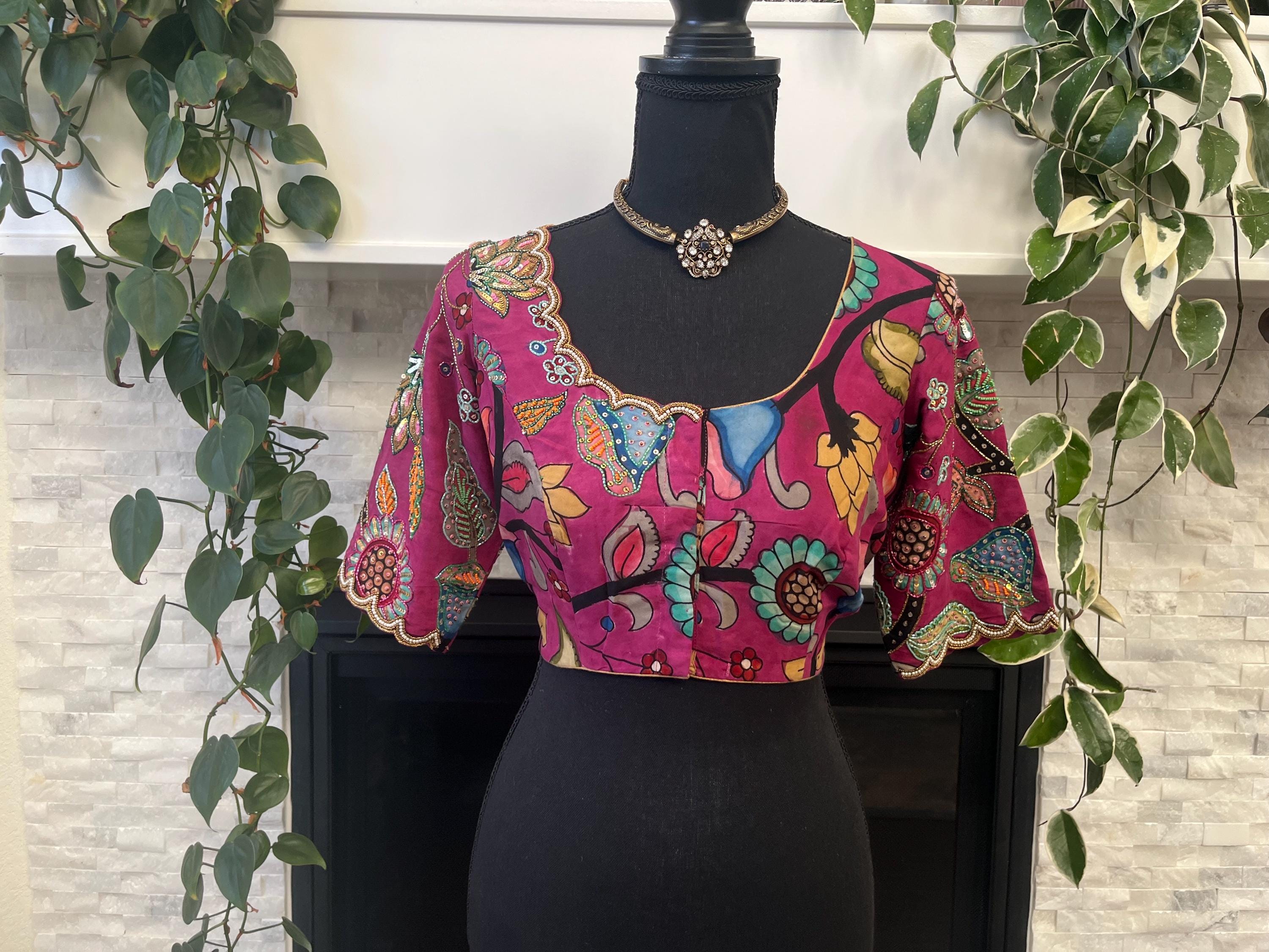 Handloom Chanderi Tissue Saree With Pure Penkalamkari Maggam Work ...