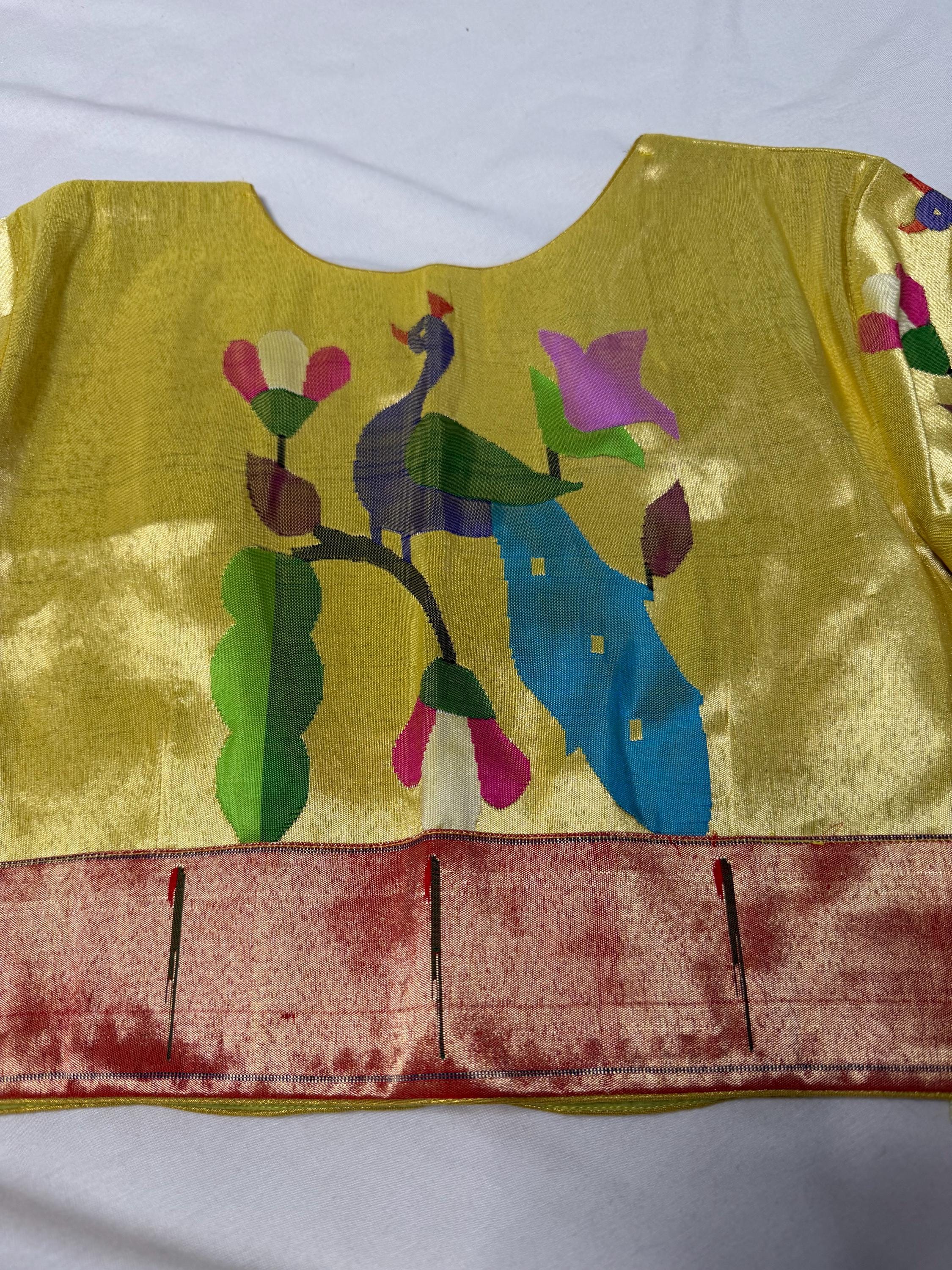 Handloom Pure Paithani Tissue Blouse: Cotton Lined - Etsy