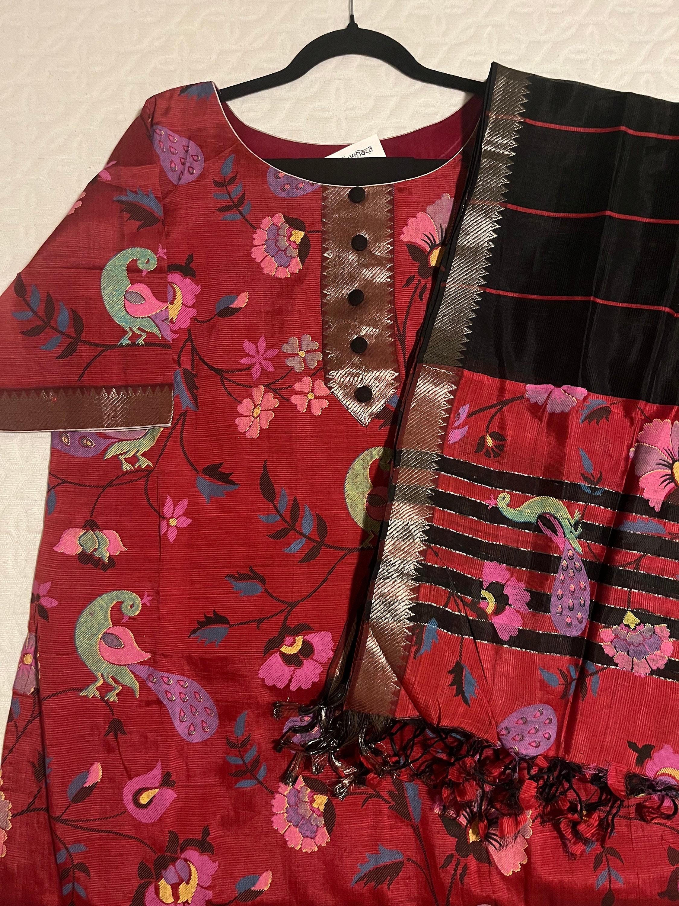 Handloom Mangalgiri Pattu Dress With Plain Bottom - Etsy