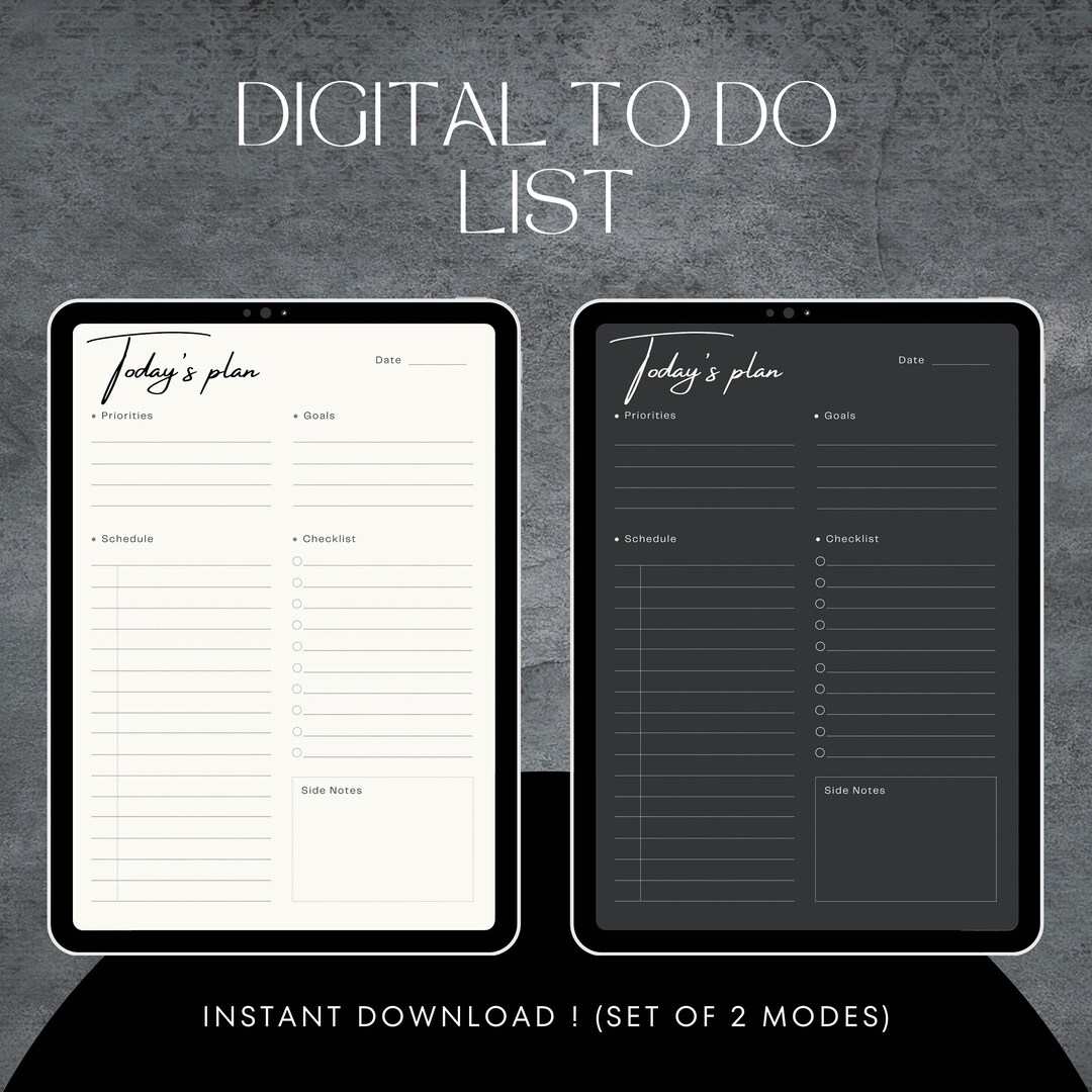 Aesthetic Digital Daily to Do List Instant Download (set of Dark ...