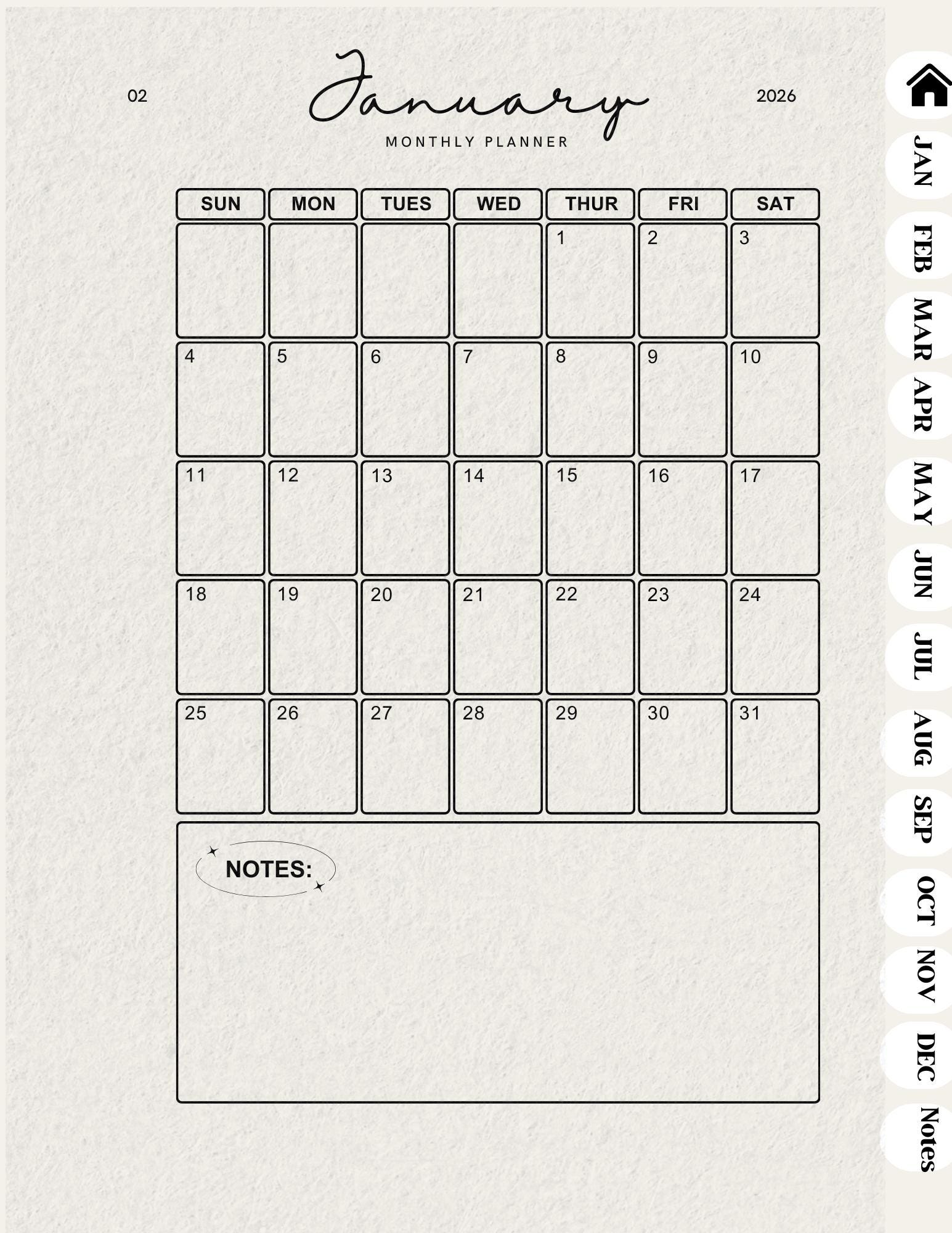 2025–2026 Monthly Digital Planner PDF With Notes | Writable on iPad ...