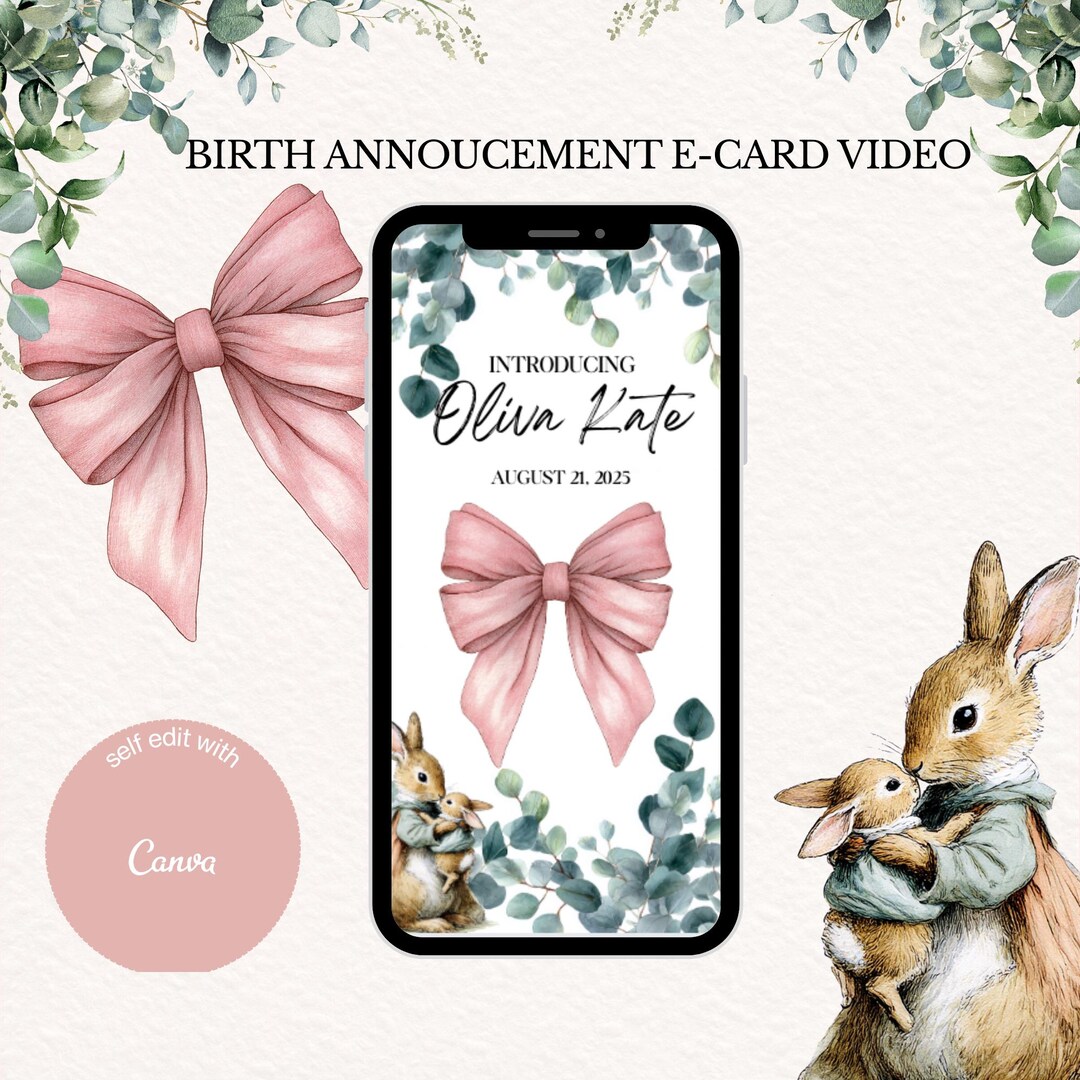 Editable Birth Announcement Video for Baby Girl | Newborn Announcement ...