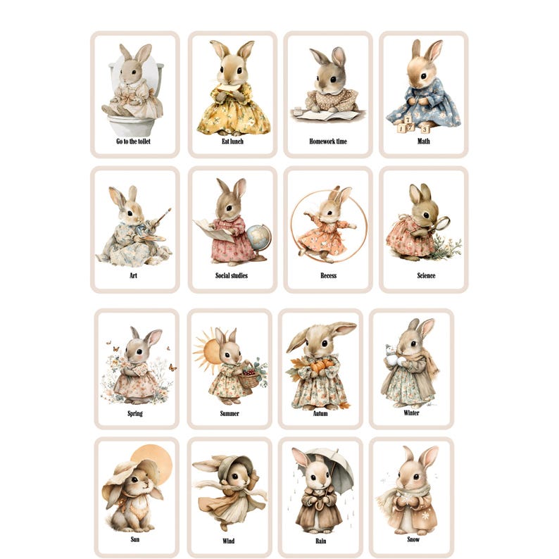 Daily Routine Cards for Kids | Bunny Visual Schedule Printable ...