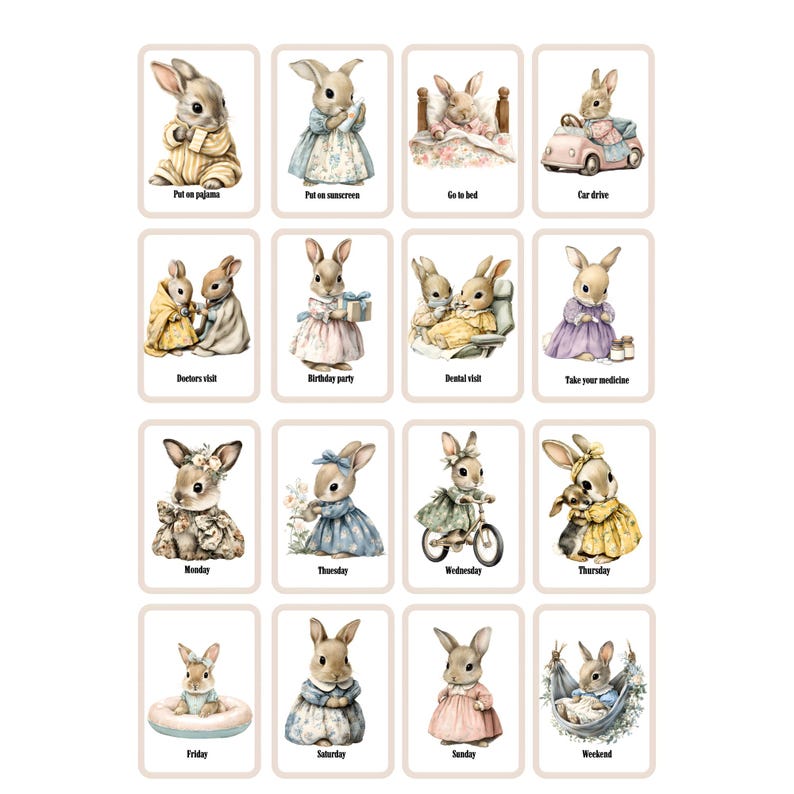 Daily Routine Cards for Kids | Bunny Visual Schedule Printable ...
