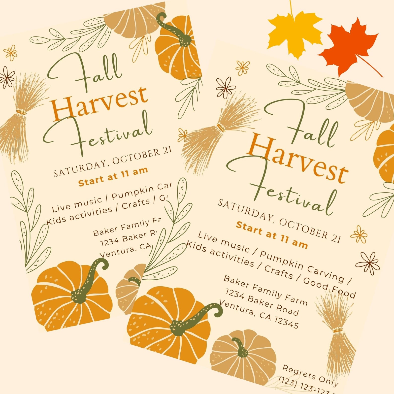 Fall Harvest Festival Invitation Editable Template, Festive Fall ...