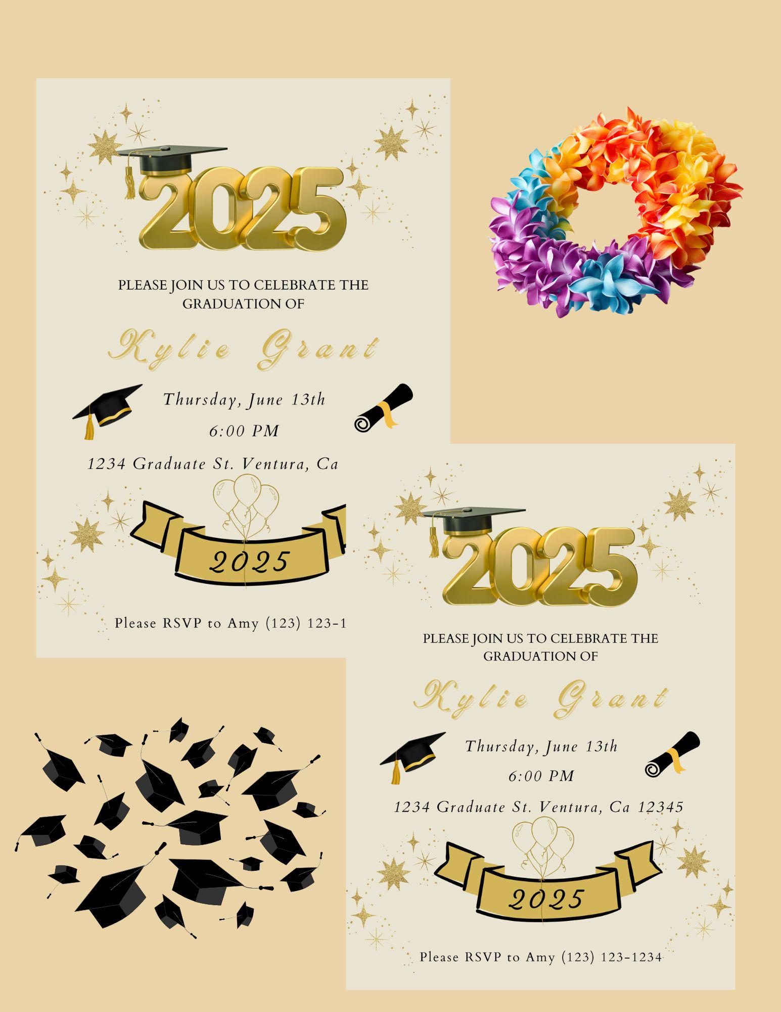 2025 Graduation Editable Invitation Template, Editable Graduation 2025 ...