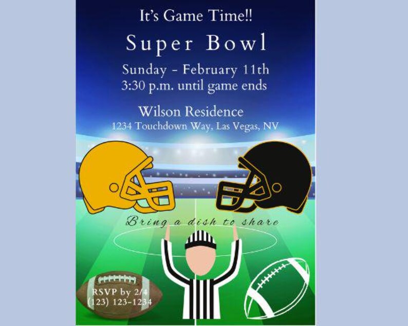 Super Bowl Party Invitation | Easy Canva Editing | Instant Download ...
