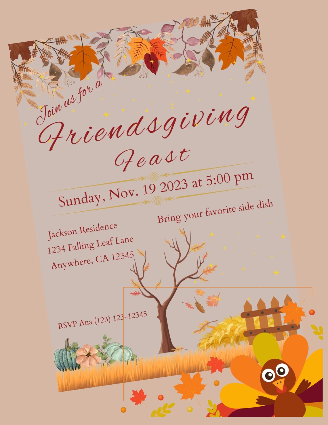 Friendsgiving Feast Editable Invitation, Friendsgiving Thanksgiving ...