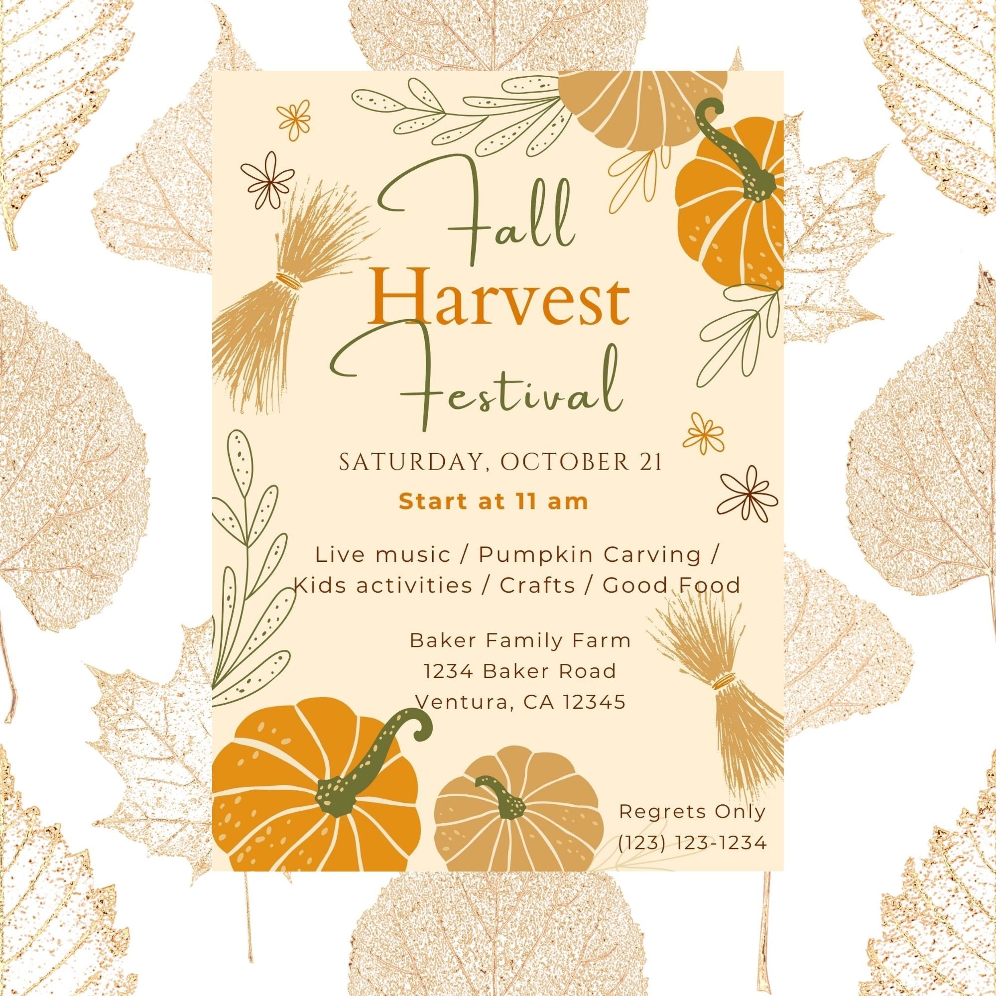 Fall Harvest Festival Invitation Editable Template, Festive Fall ...