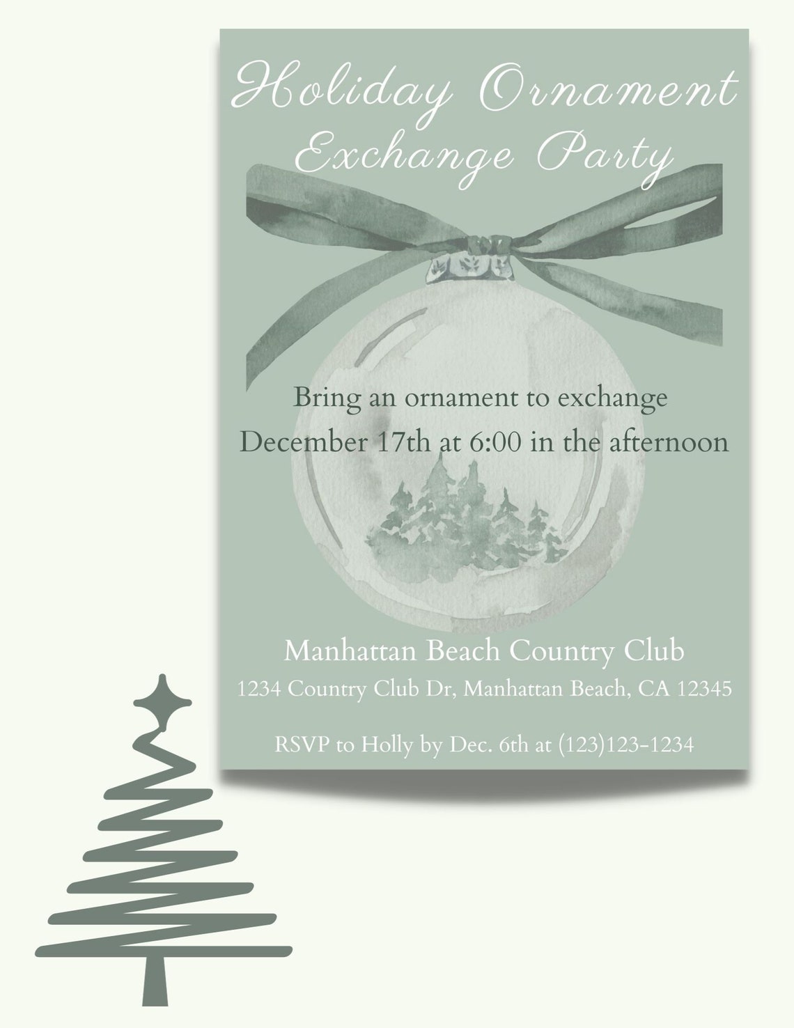 Christmas Ornament Exchange Invitation, Editable Holiday Party Template ...